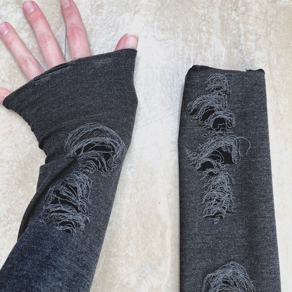 Hand Crafted | Accessories | Ripped Long Mummy Gloves Gray Shredded Arm ...